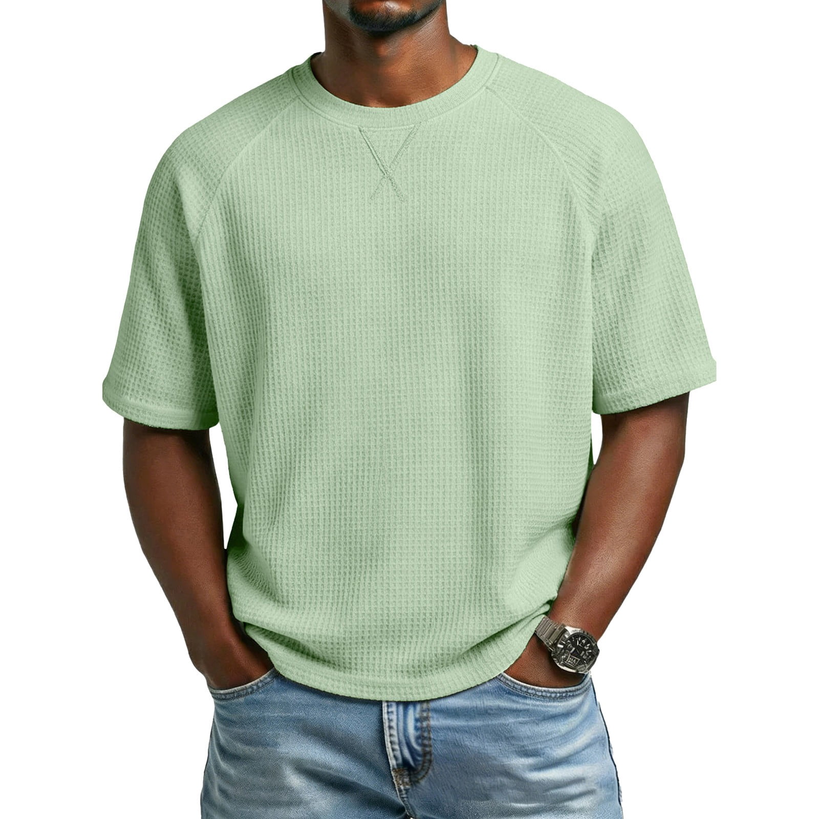 Big & Tall Men's Short Sleeve Waffle Knit T-Shirts Crew Neck Raglan ...
