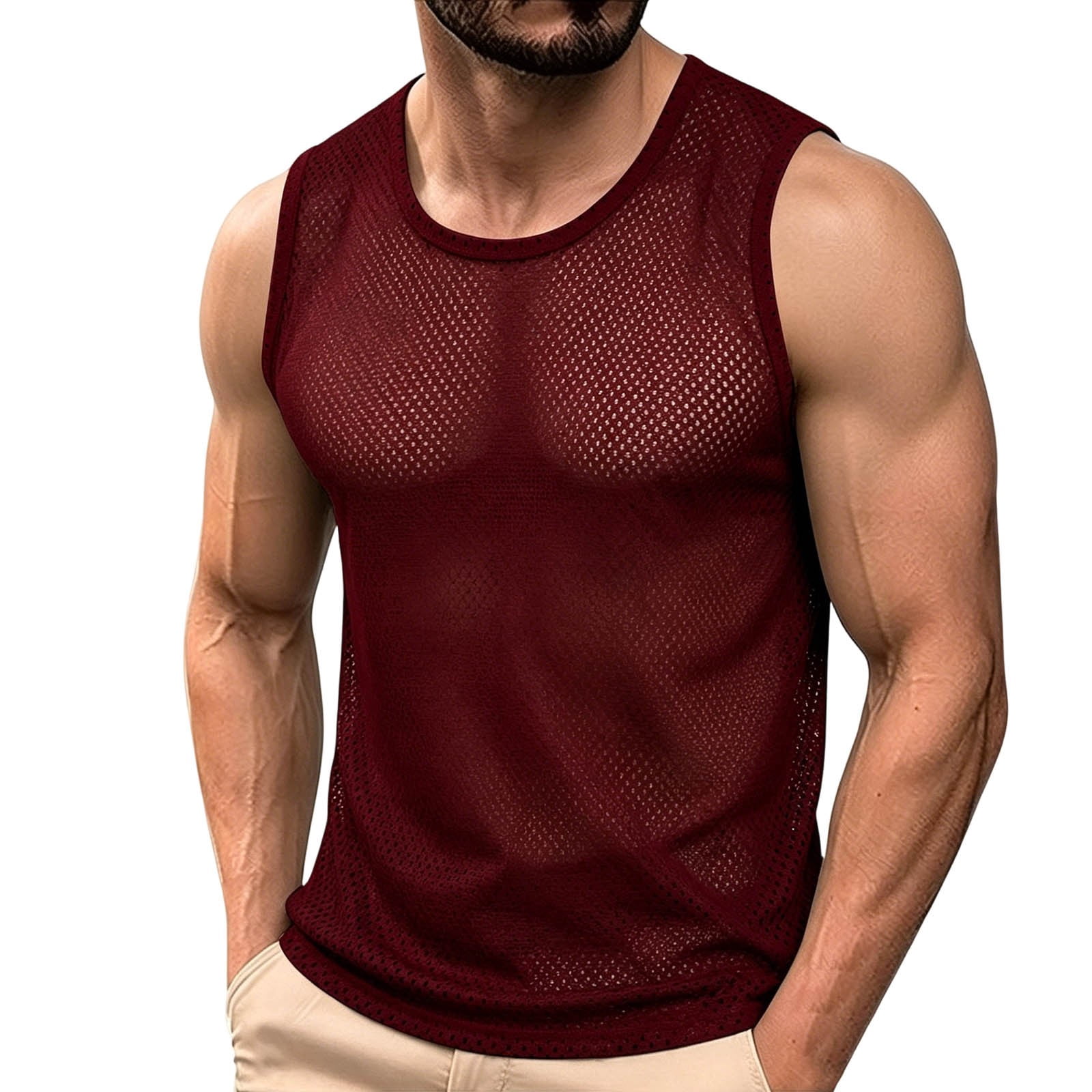 Big & Tall Men's Sleeveless Mesh Tank Tops Muscle Workout Athletic ...