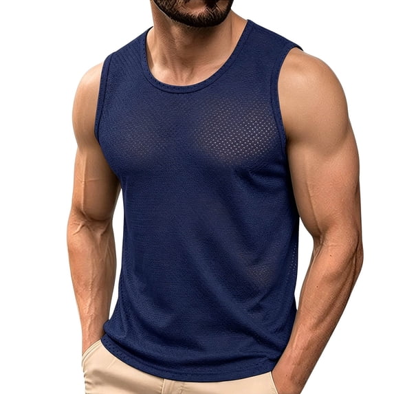 Big & Tall Men's Sleeveless Mesh Tank Tops Muscle Workout Athletic ...