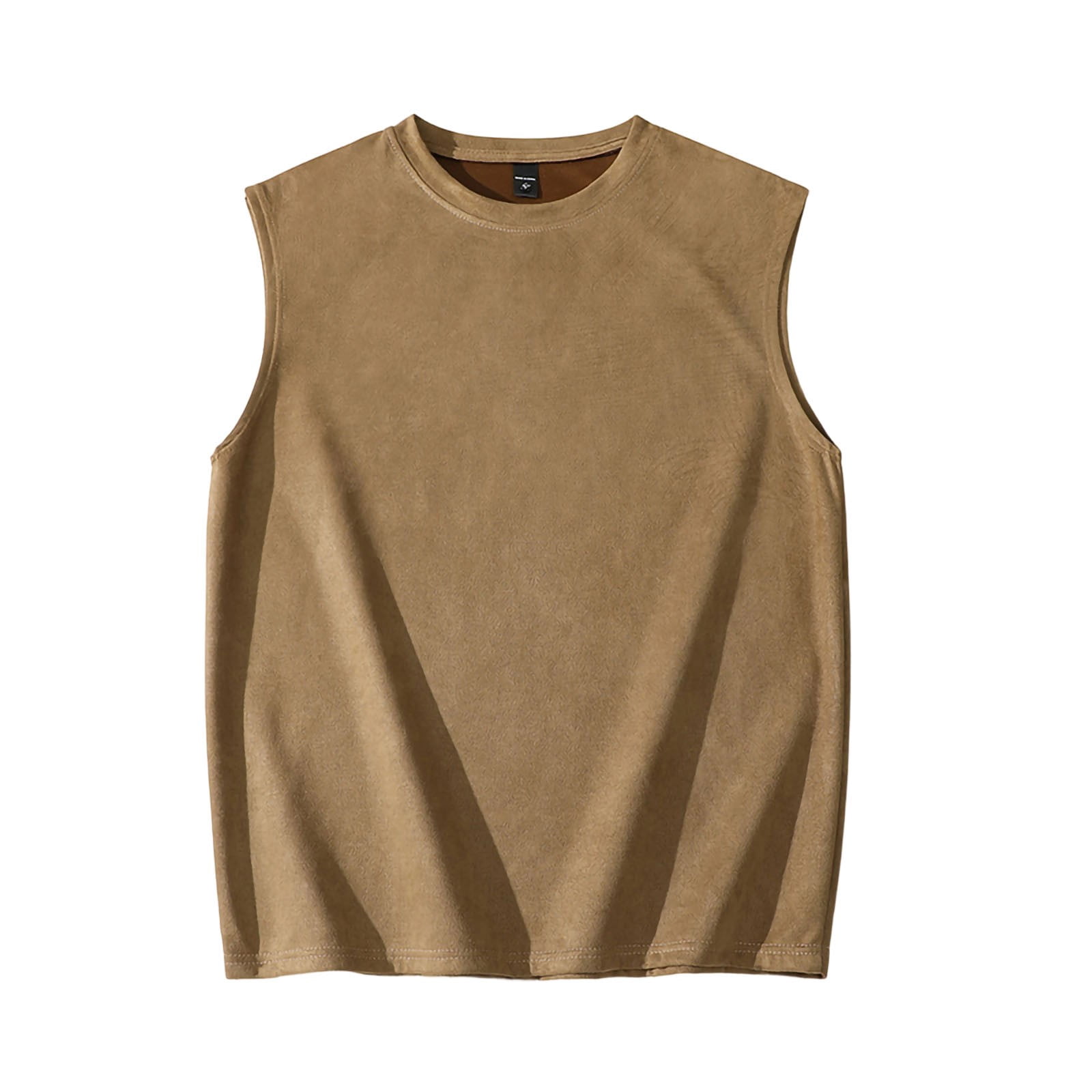 Big & Tall Men's Sleeveless Shirts Faux Suede Crewneck Muscle Tank Tops ...