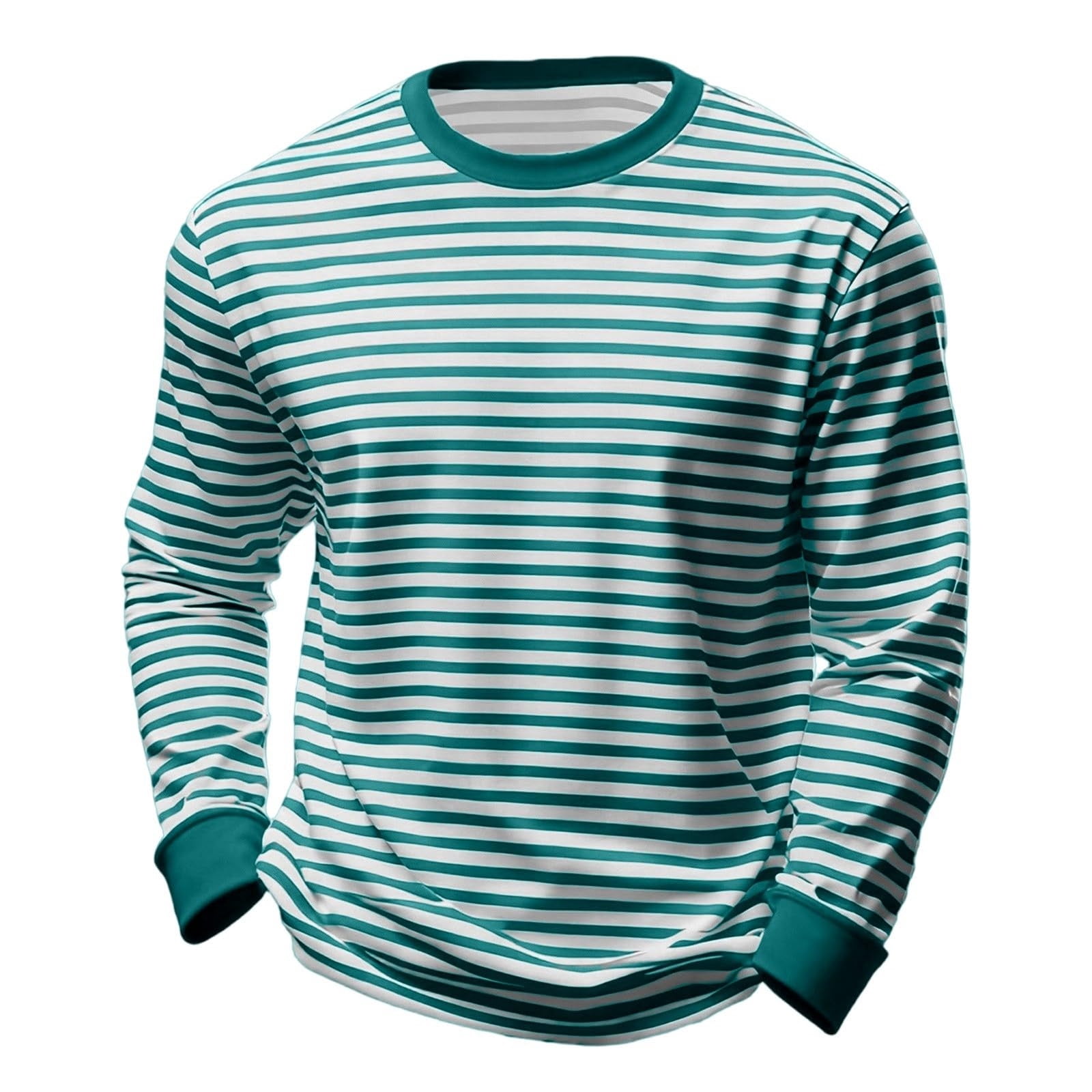 Big & Tall Men's Striped Long Sleeve T-Shirt Crewneck Lightweight ...