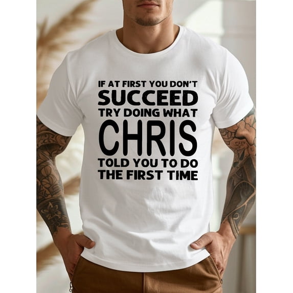 Big & Tall Men's Summer T-Shirt - CHRIS Graphic Print, Casual Short ...