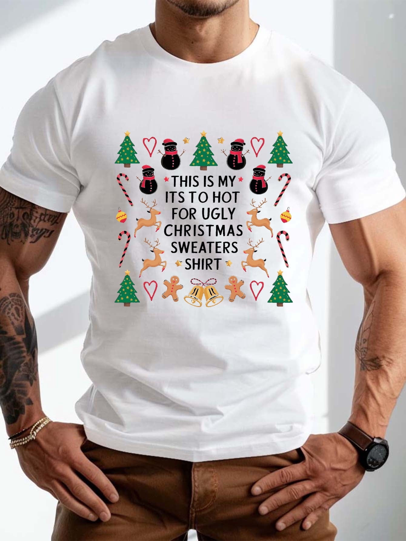 Big & Tall Men's Summer T-Shirt - Festive Christmas Graphic, Casual ...