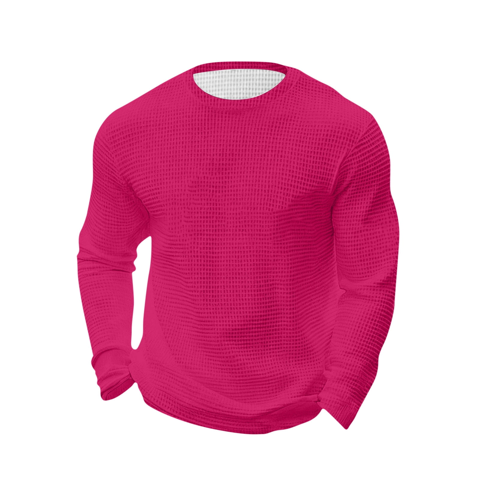 Big & Tall Men's Waffle Knit Long Sleeve T-Shirt Crewneck Stretch ...