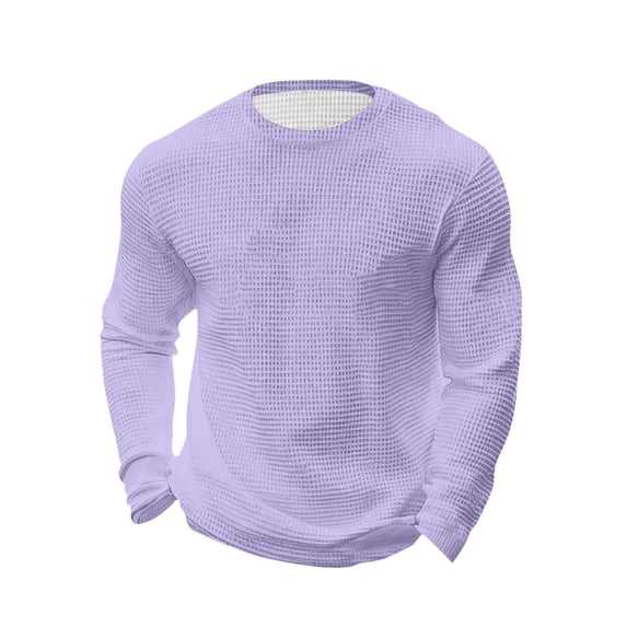 Big & Tall Men's Waffle Knit Long Sleeve T-Shirt Crewneck Stretch ...