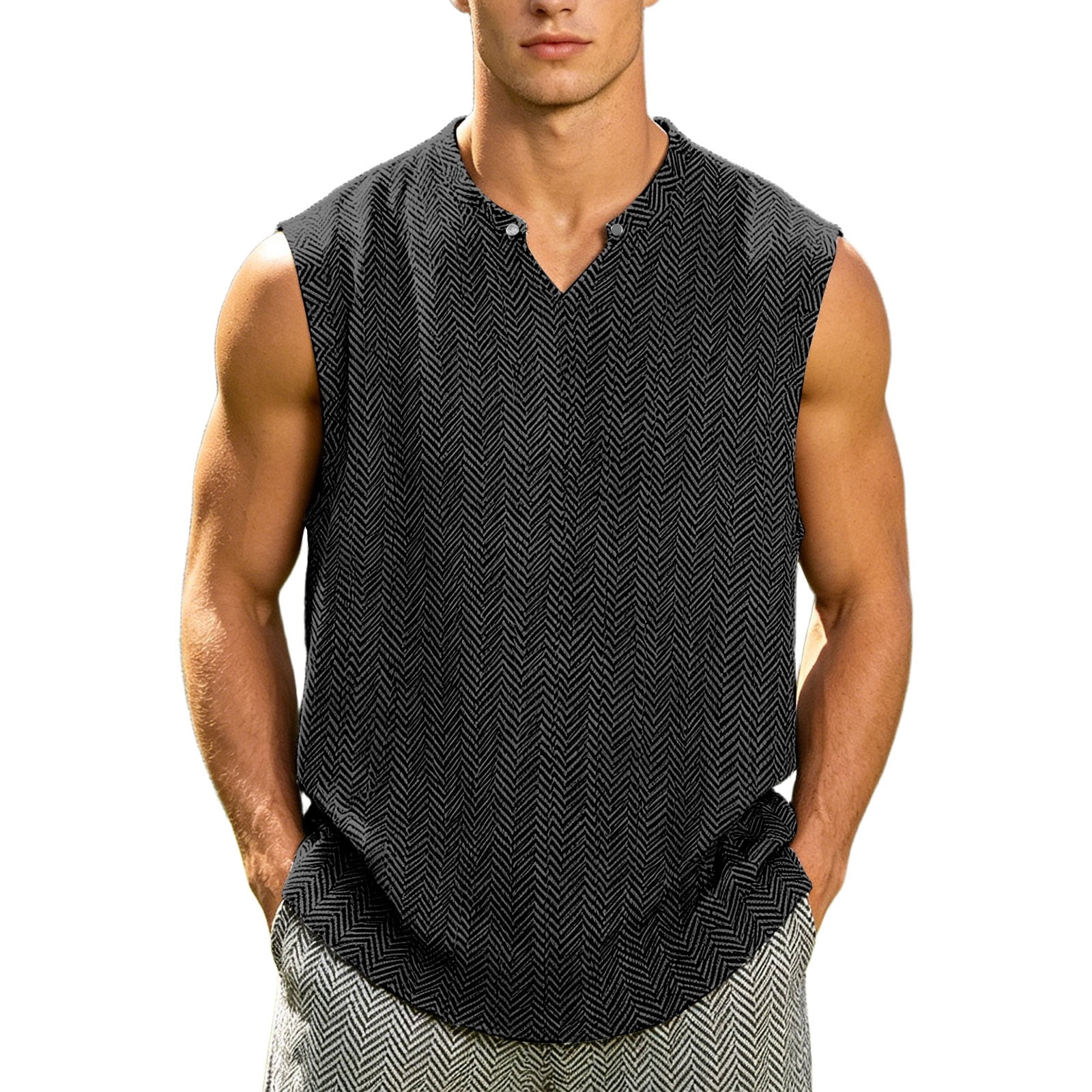 Big & Tall Mens Hawaiian Shirts Sleeveless Notch V-Neck Vintage Tank ...