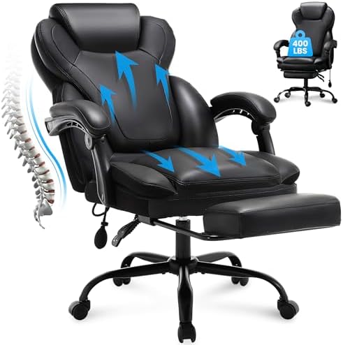 Big and Tall Office Chair 400lbs, Executive Reclining Office Chairs ...