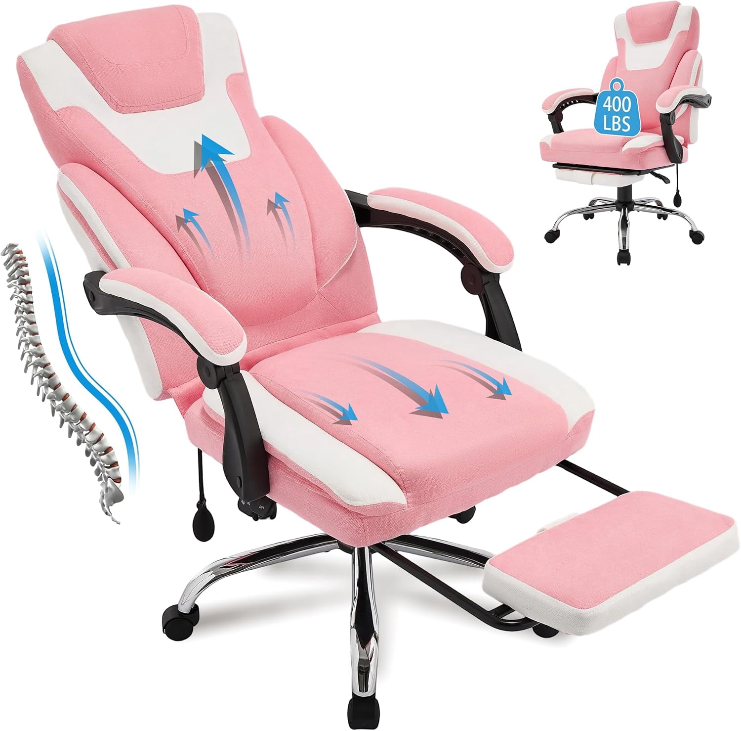 Big and Tall Office Chair 400lbs, Executive Reclining Office Chairs ...