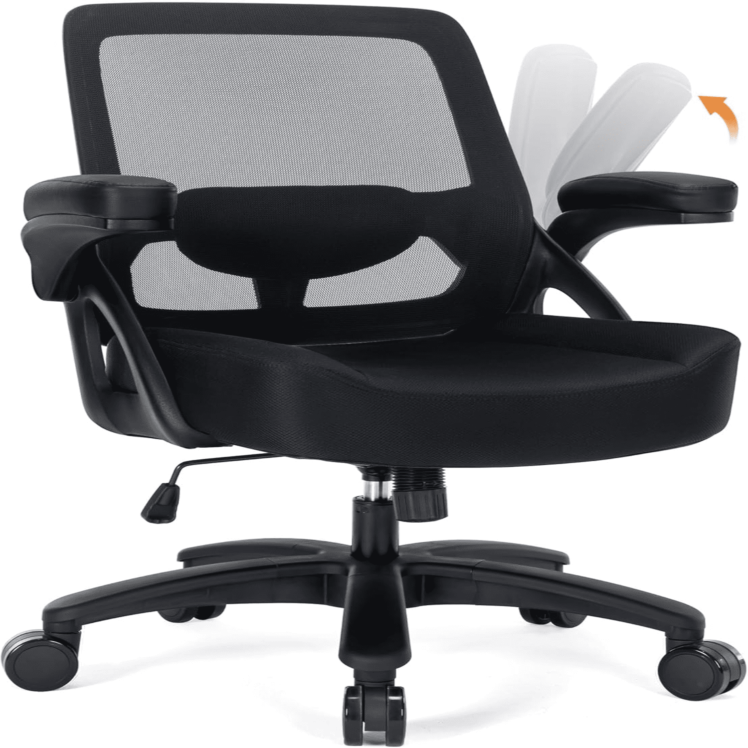Big and Tall Office Chair 400lbs with Flip-up Arms Mesh Ergonomic Heavy ...