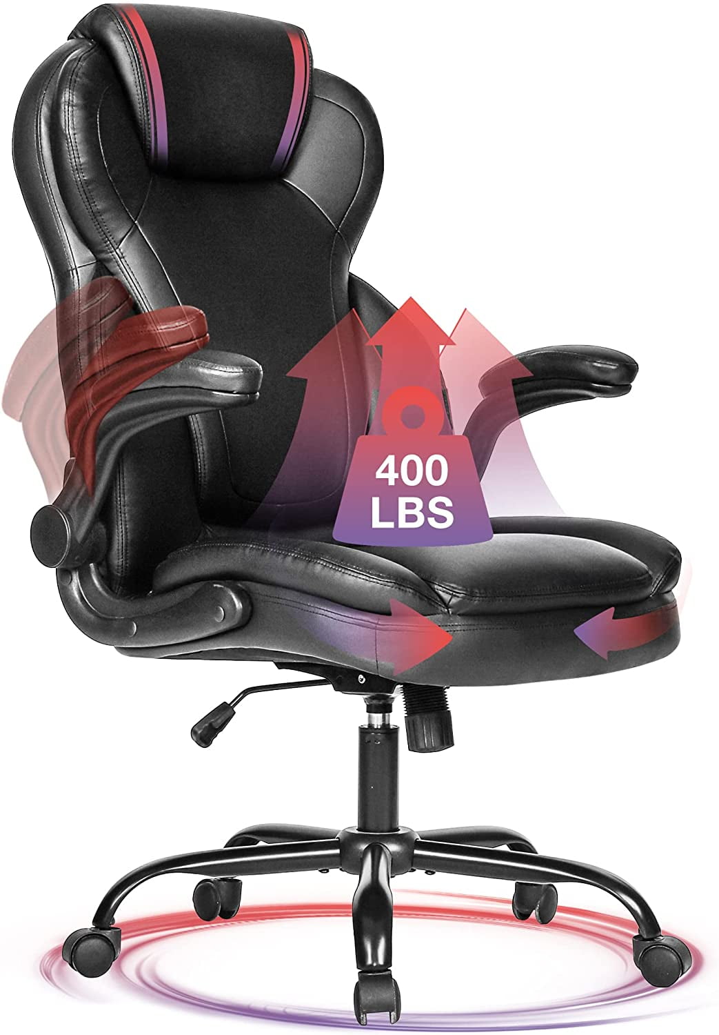 Big and Tall Office Chair 400lbs-Heavy Duty Executive Desk Chair with ...