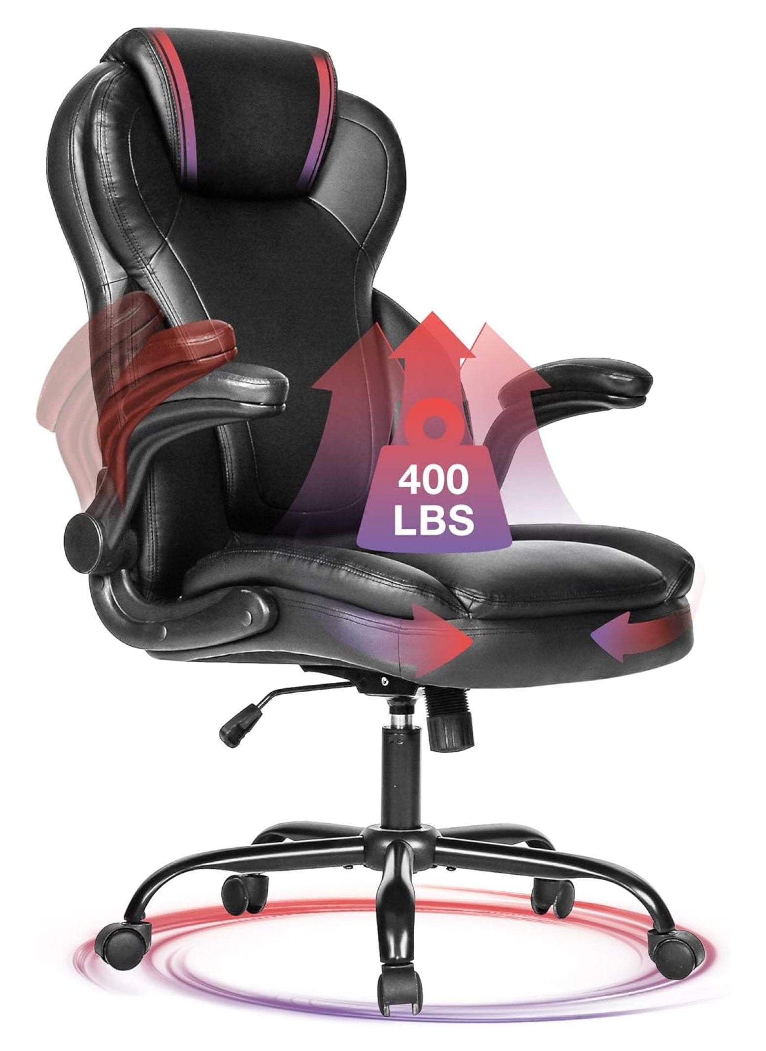 Big and Tall Office Chair 400lbs-Heavy Duty Executive Desk Chair with ...