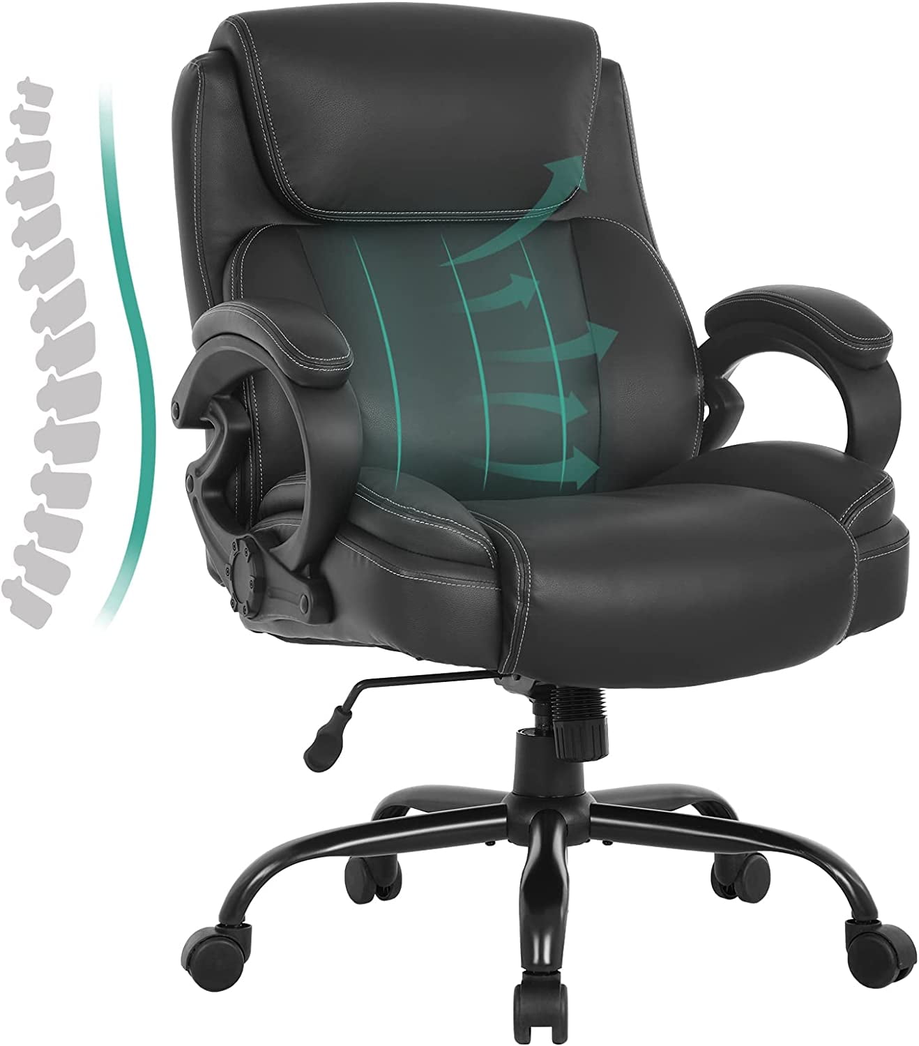Big and Tall Office Chair, 400lbs Wide Seat Computer Desk Chair ...
