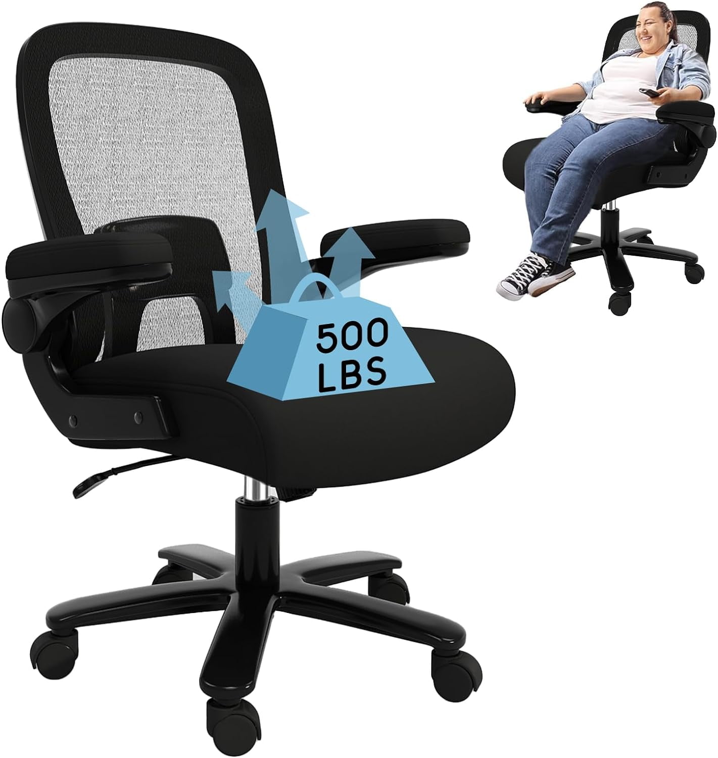 Big and Tall Office Chair 500 lbs, Ergonomic Office Chair with ...