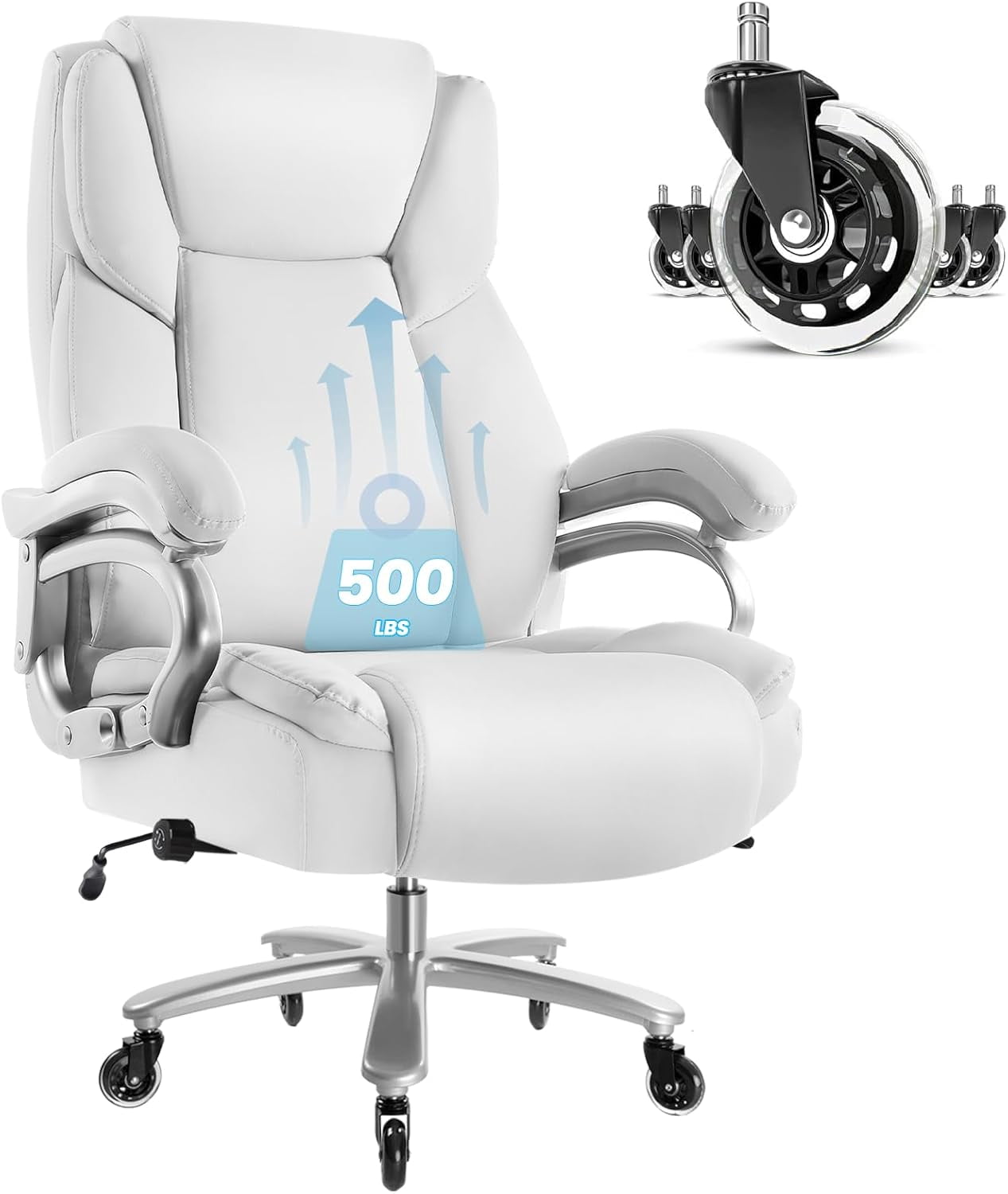 Big and Tall Office Chair 500lbs with Lumbar Support, Ergonomic Heavy ...