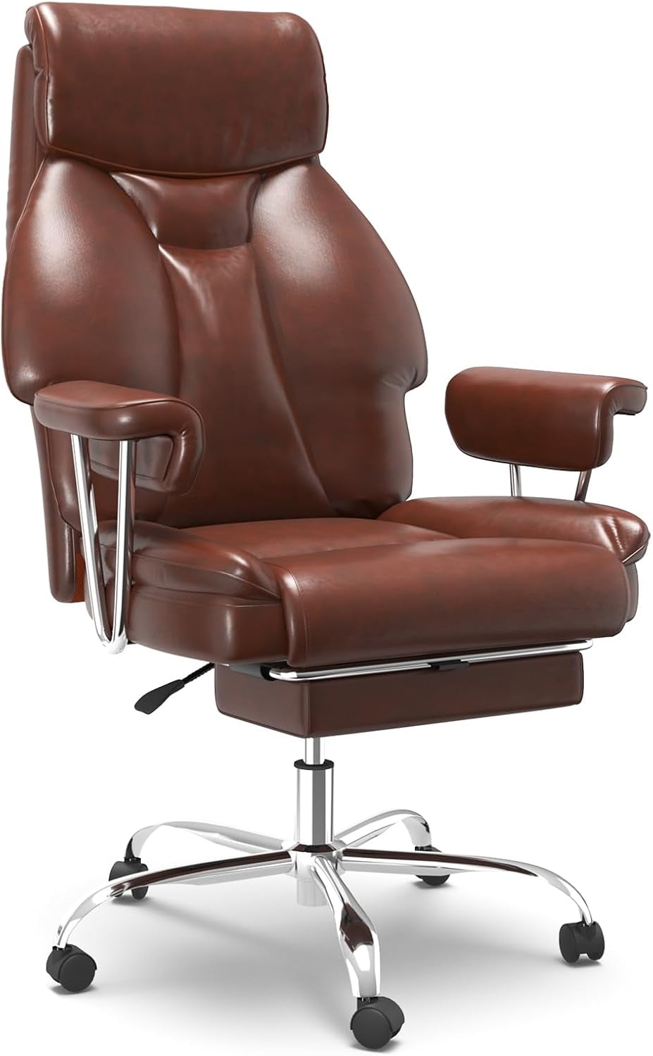 Big and Tall Office Chair 500lbs Wide Seat, Leather Recliner Chair with ...