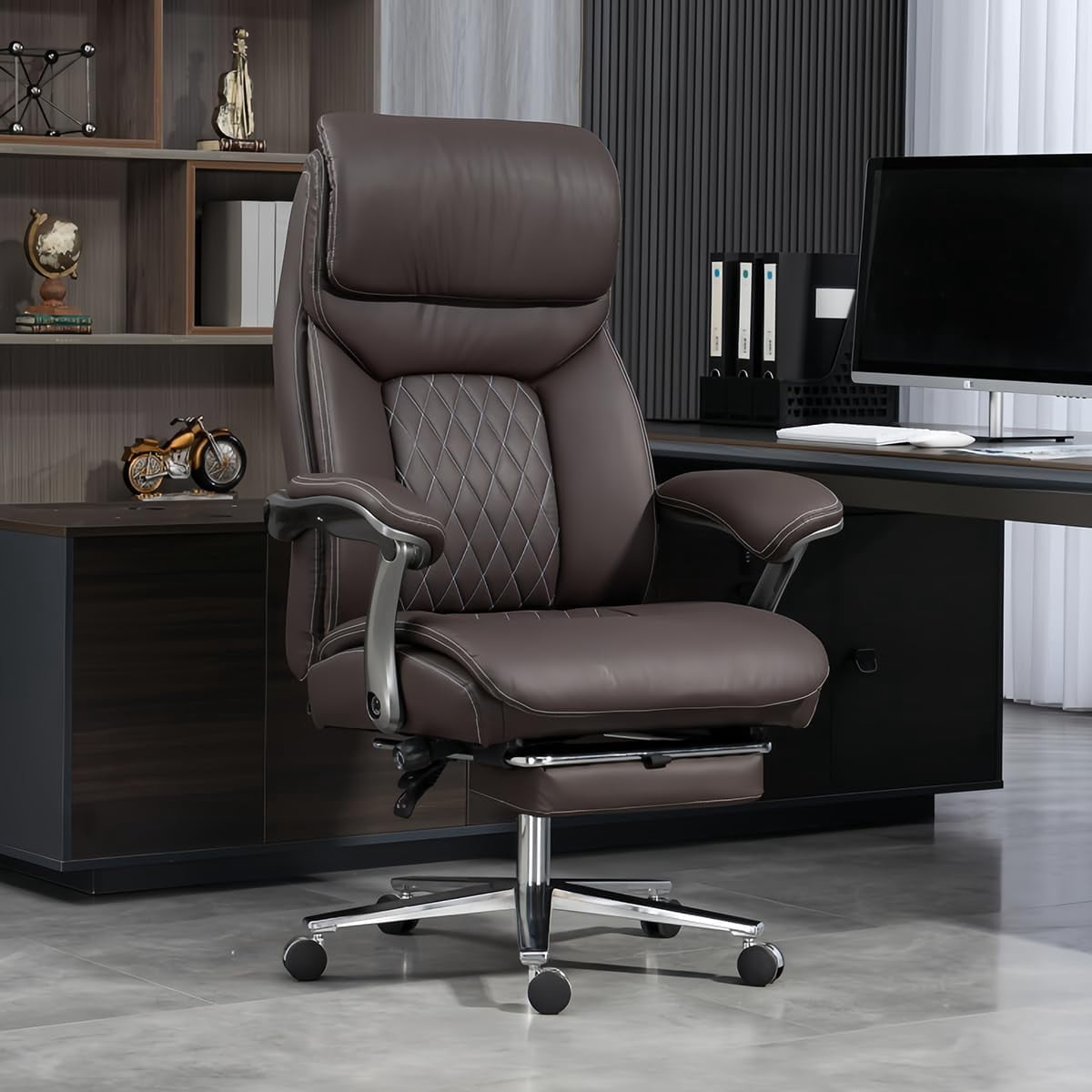 Big and Tall Office Chair 600 lbs Extra Wide Leather Luxury Executive ...