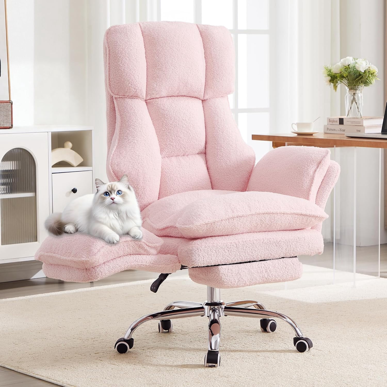 Big and Tall Office Chair with Flip Arms and Footrest, Teddy Criss ...