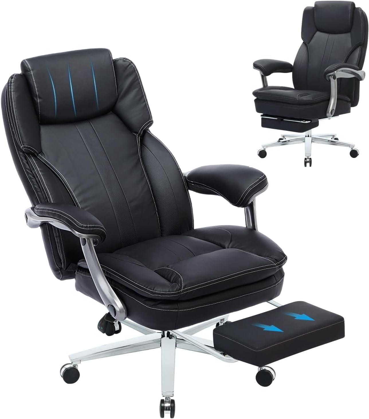 Big and Tall Office Chair with Footrest, Ergonomic High Back Executive ...
