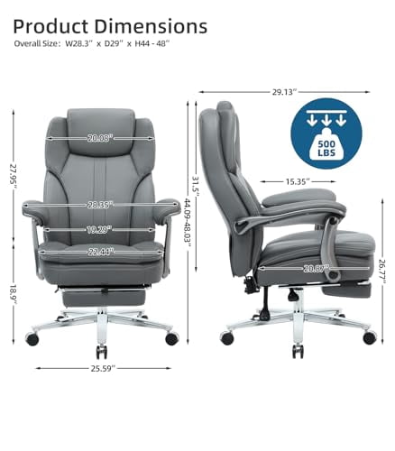 Big and Tall Office Chair with Footrest, Ergonomic High Back Executive ...