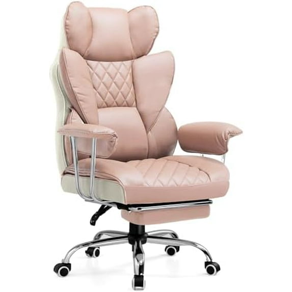 Big and Tall Office Chair, High Back Leather Gaming Chair with Footrest ...