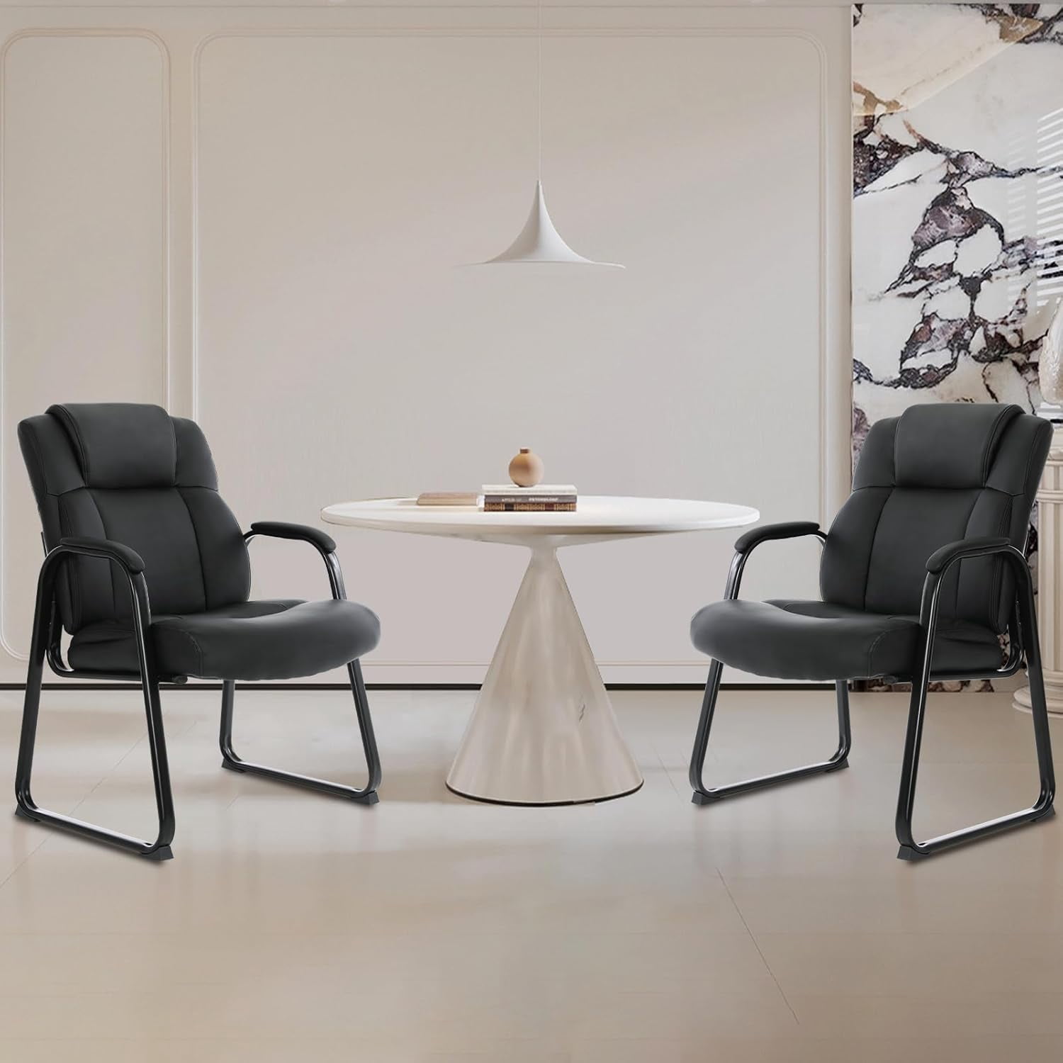 Big and Tall Office Chair Set of 4 500lbs Leather Reception Chair with ...