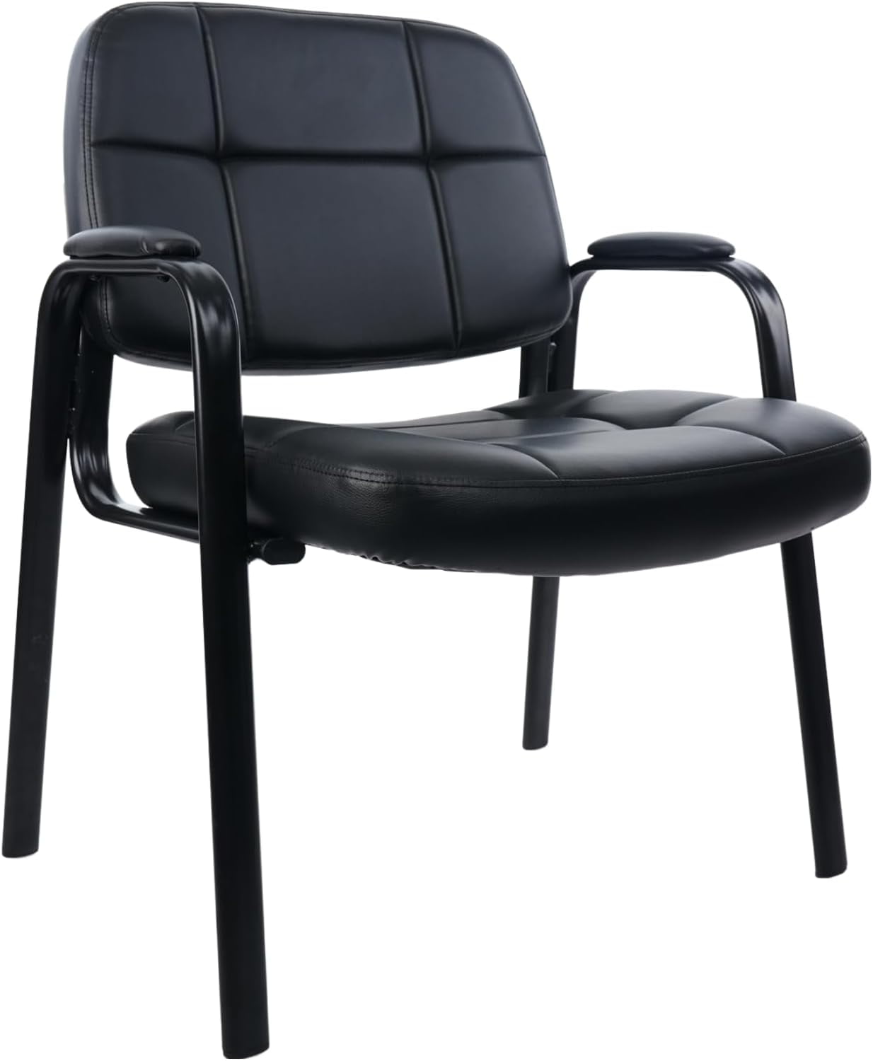 Big Tall Office Guest Chair 400lbs with Bonded Leather Padded Armrest ...