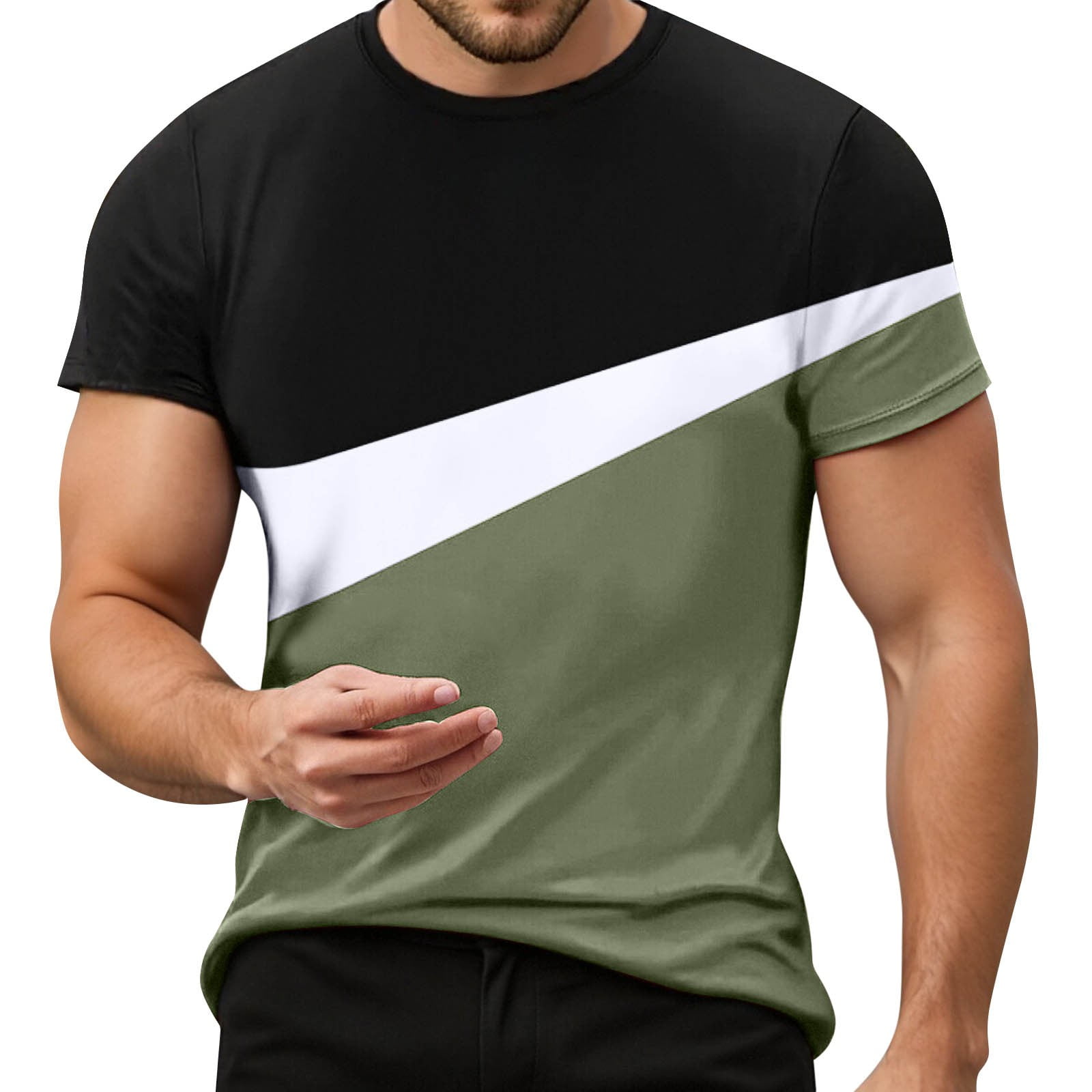 Big and Tall Shirts for Men Casual Men's T Shirts With Color Block ...