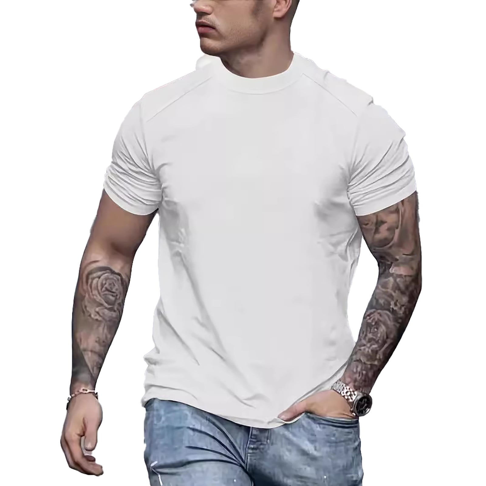 Big and Tall Shirts for Men Casual Round Neck T Shirt Suede Figure ...