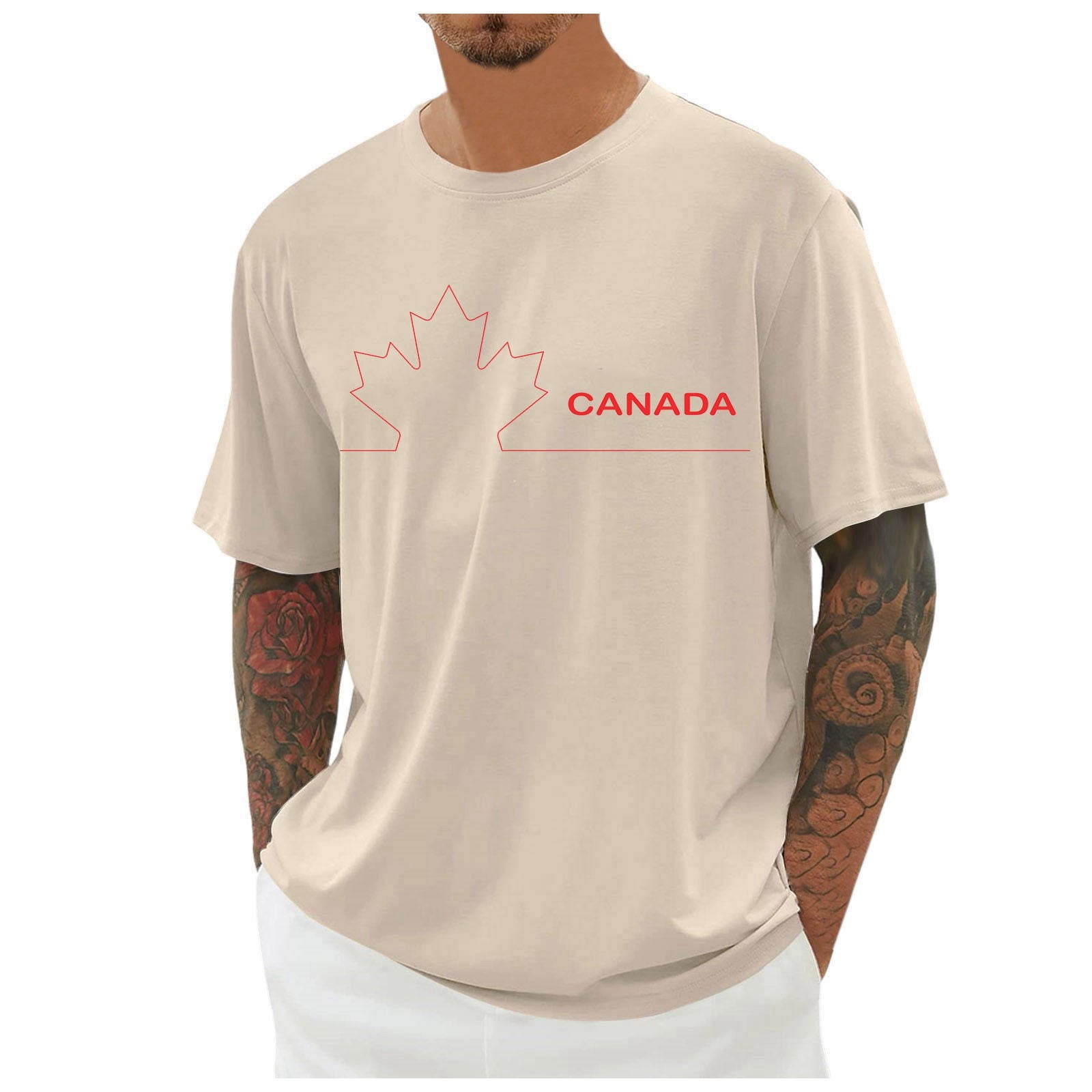 Big and Tall Shirts for Men Casual Short Sleeve T Shirt Canadian Style Maple Leaf Flag Design ...