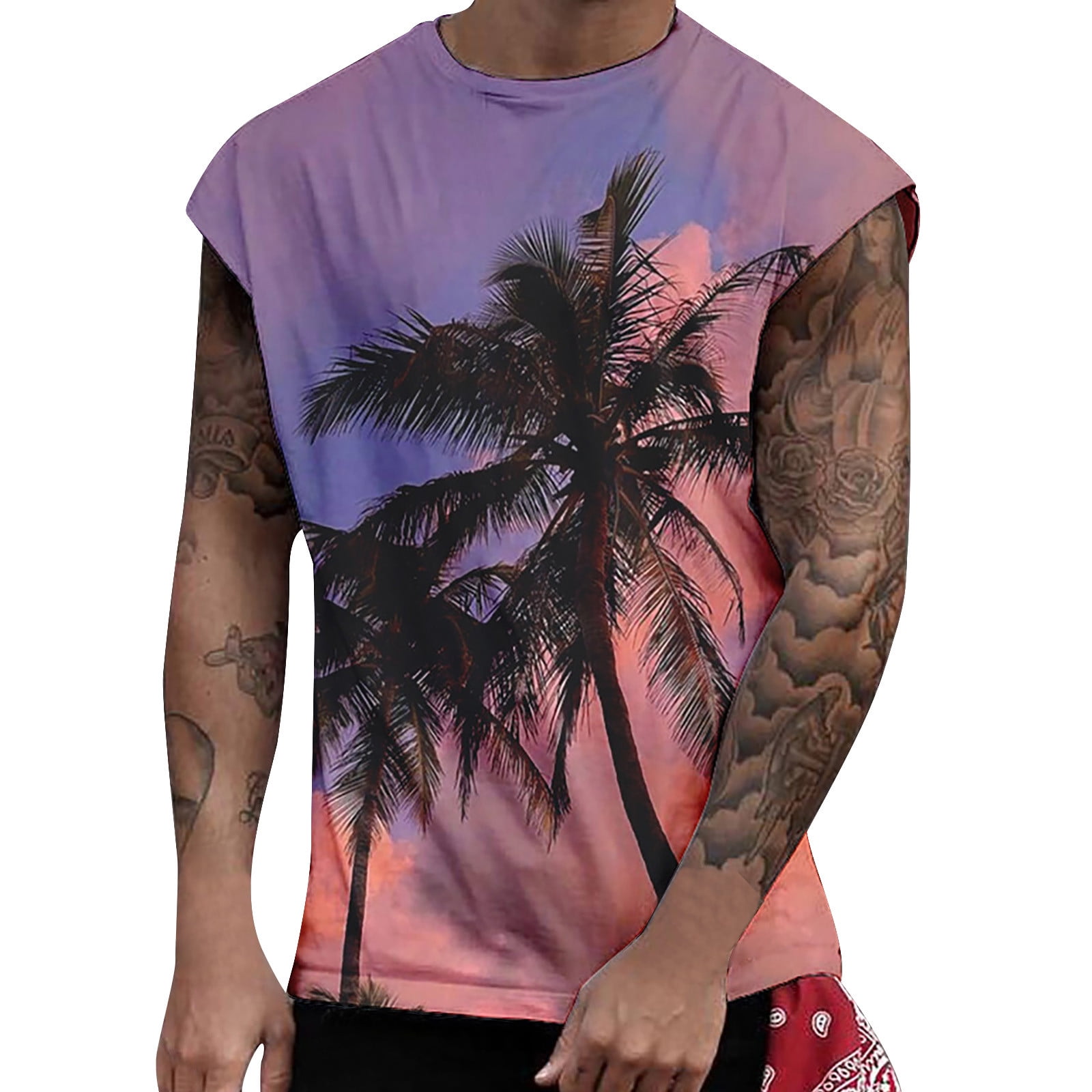 Big and Tall Shirts for Men Casual Tank Tops Beach Boho Print ...