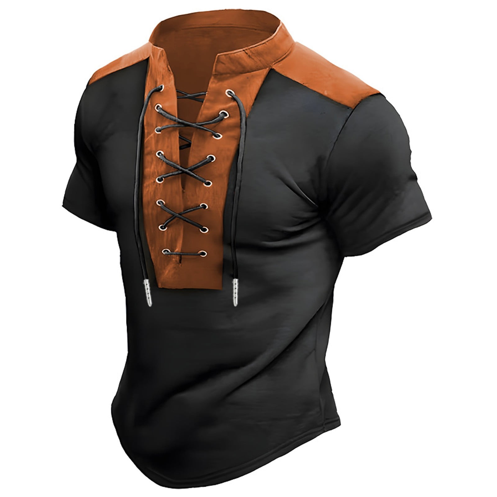 Big and Tall Shirts for Men European Color Blocked Stand Up Collar ...