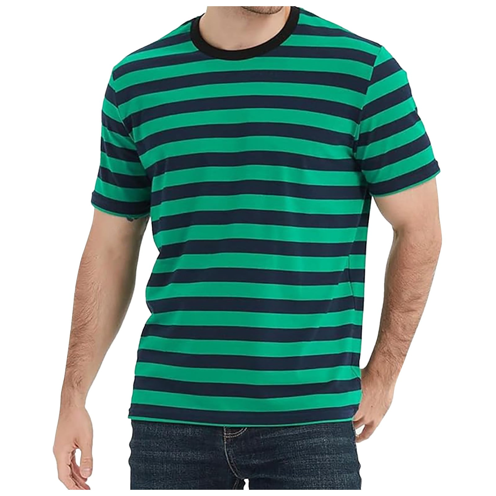 Big and Tall Shirts for Men European Color Blocked Striped Navy Striped ...