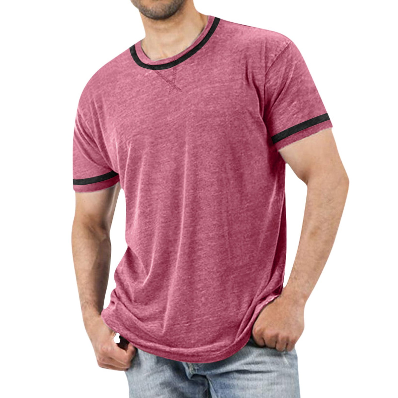 Big and Tall Shirts for Men Fashion Deep V Neck Short Sleeved T Shirt ...