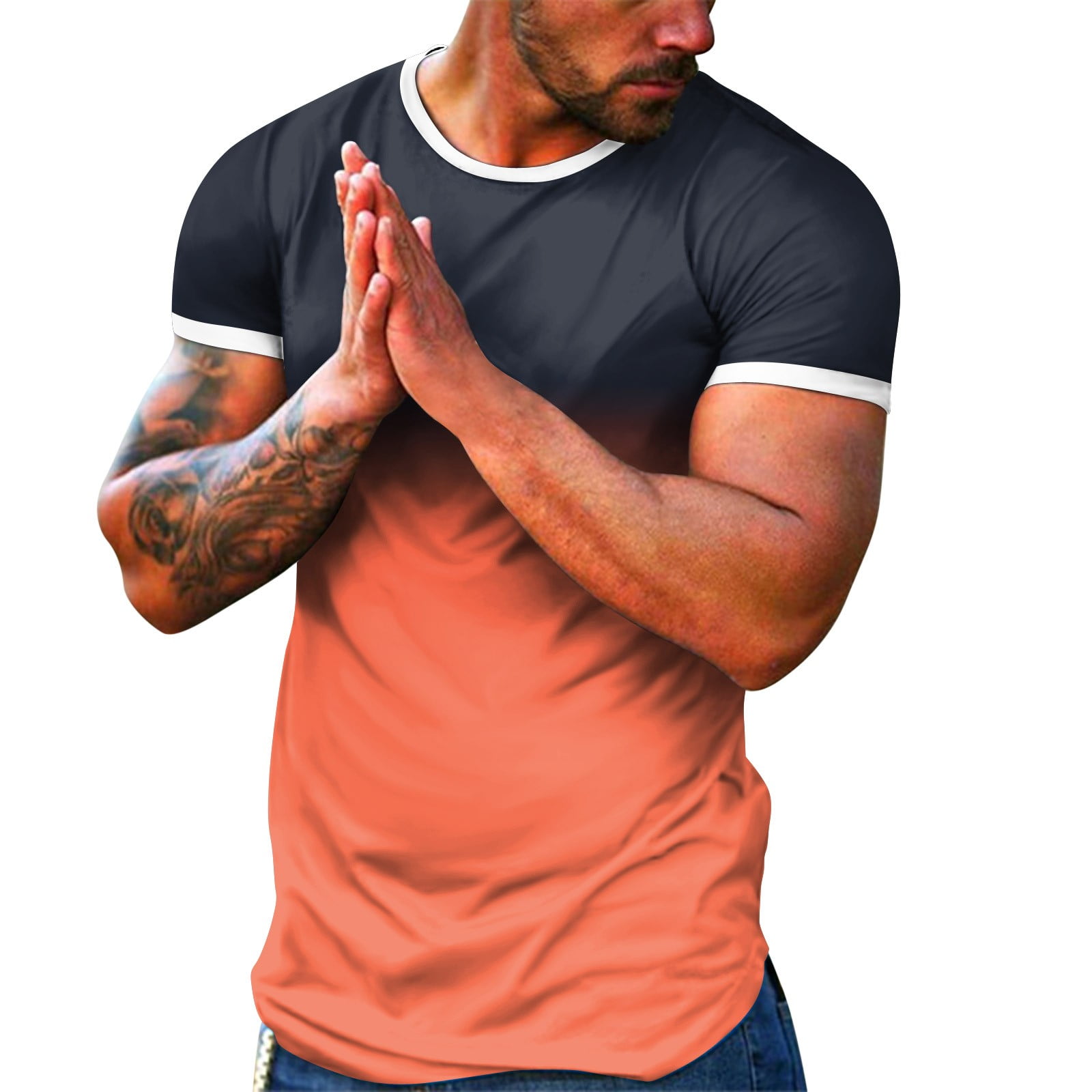 Big and Tall Shirts for Men Spring Summer Casual Sports Gradient Round ...