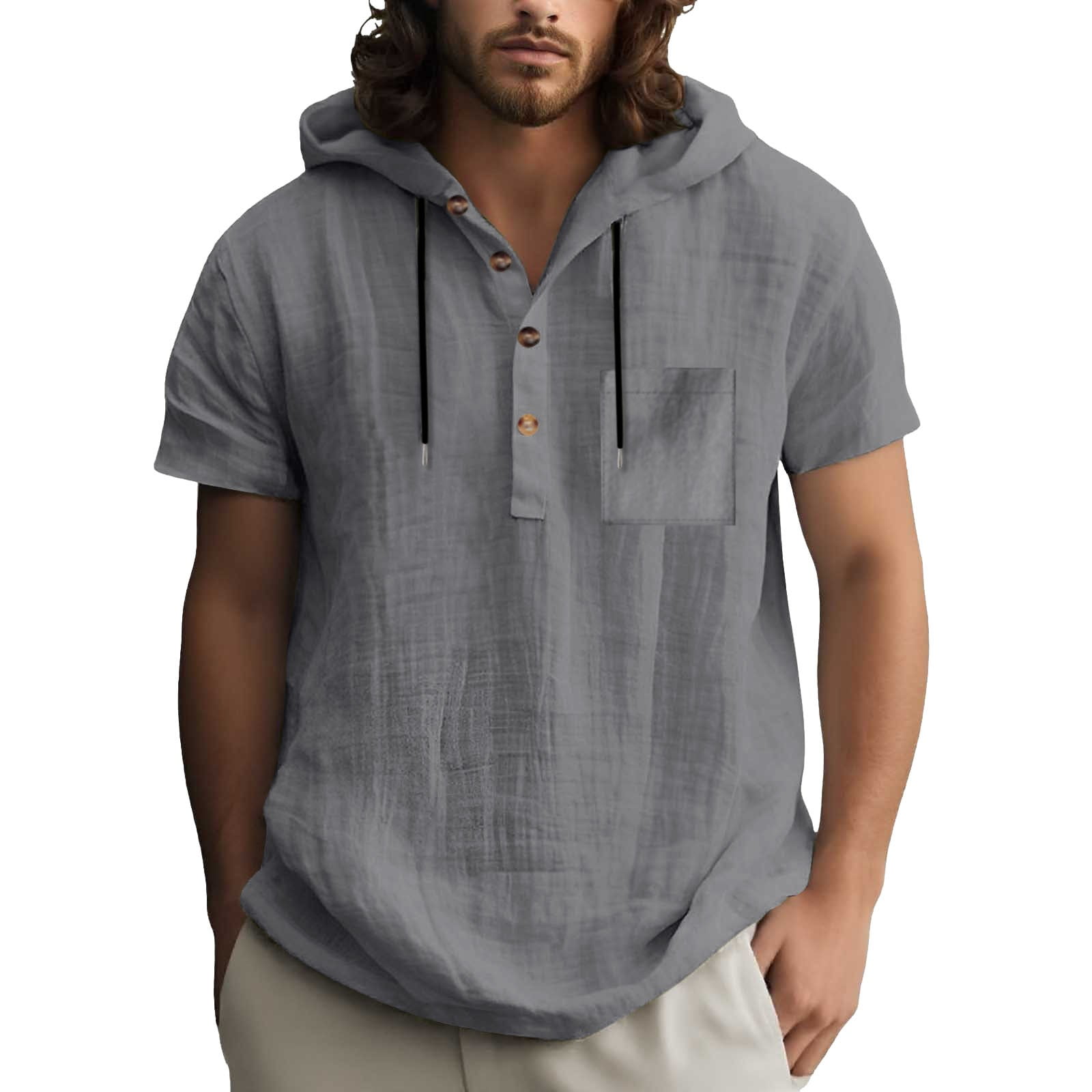 Big and Tall Shirts for Men Spring And Summer Fashion Solid Color Linen ...