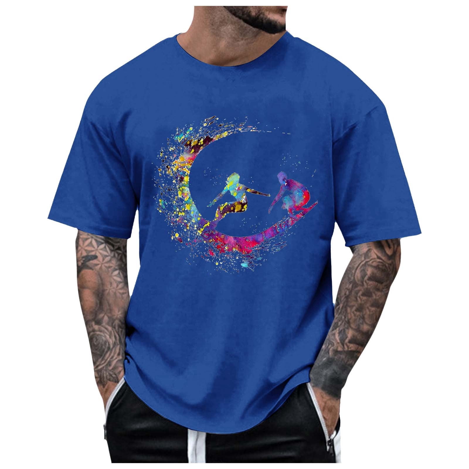 Big and Tall Shirts for Men Summer Street Short Sleeved Round Neck ...