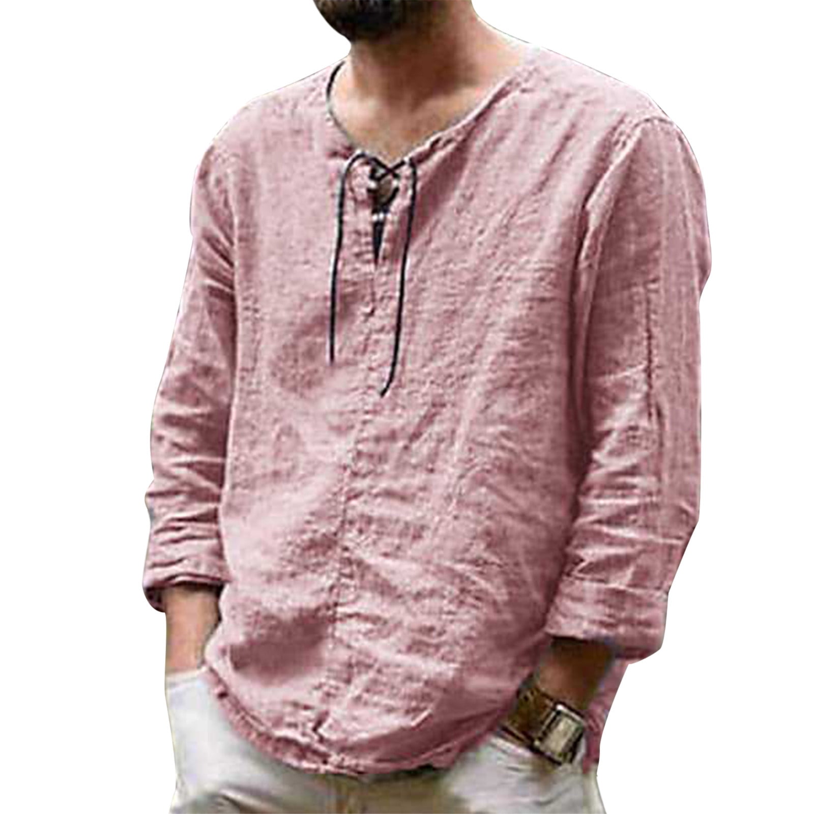 Big and Tall Shirts for Men Trend Loose Crew Neck Solid Color ...