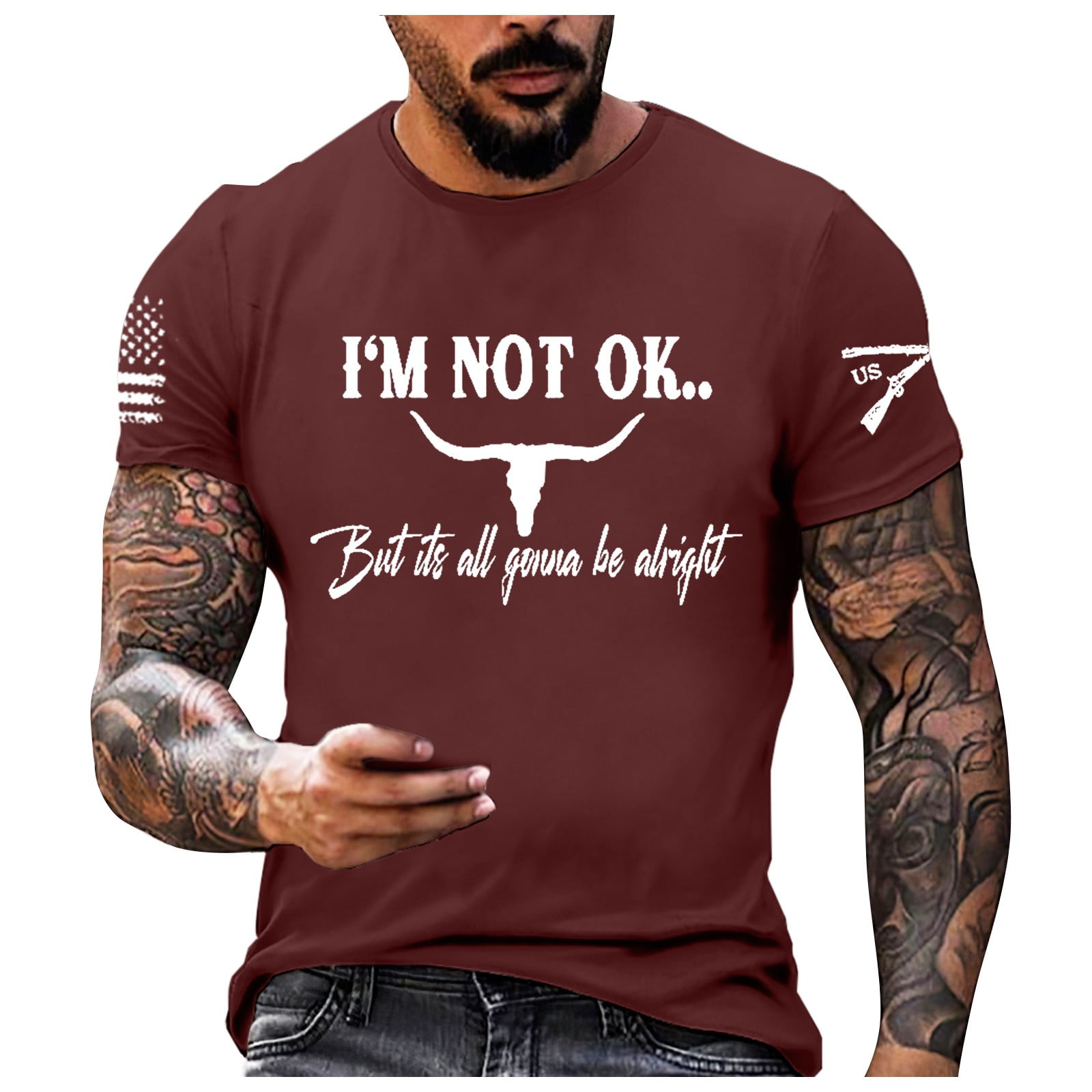 Big and Tall Shirts for Men Veteran Printed Round Neck Short Sleeved T ...