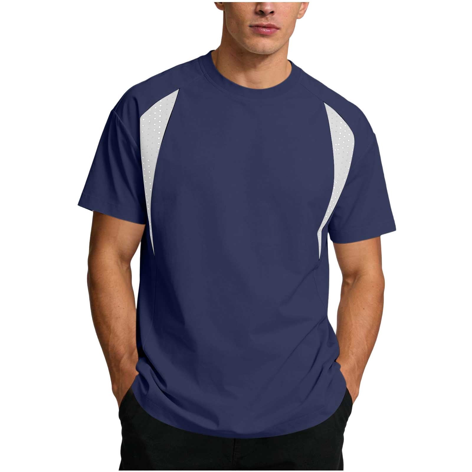 Big & Tall Shirts for Men Short Sleeve Crew Neck Color Block Summer ...