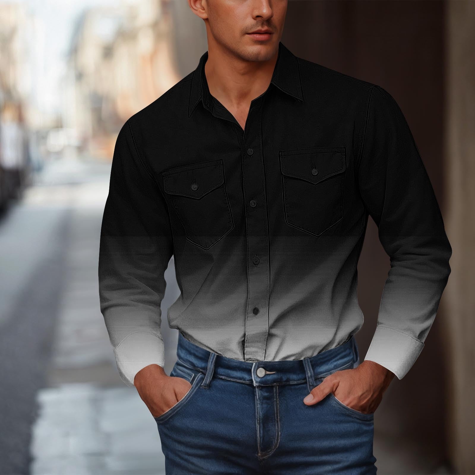 Big & Tall Shirts for Men with Pockets Plus Size S-5X Long Sleeve ...
