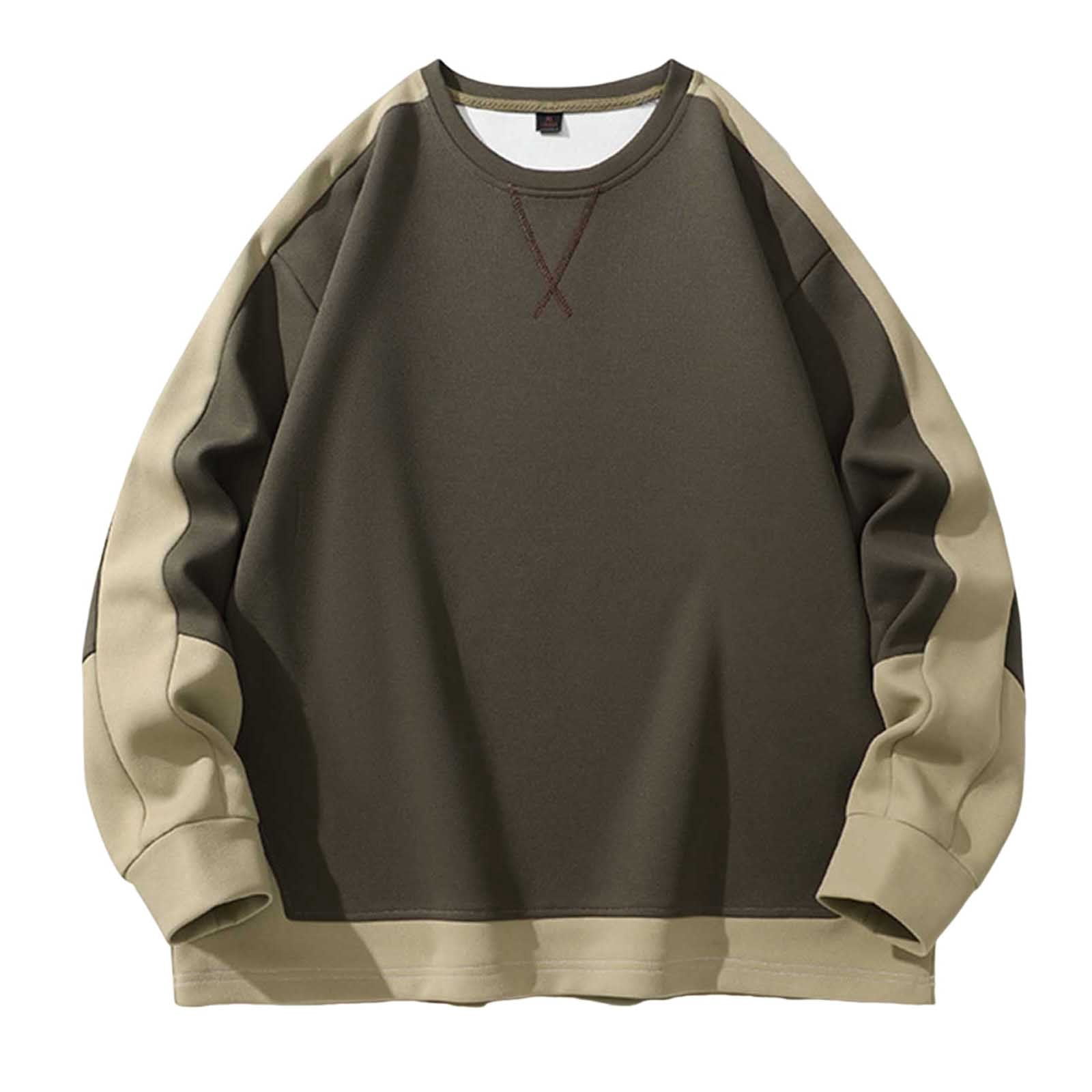 Big & Tall Sweatshirts for Men Causal Patchwork Long Sleeve Crew Neck ...