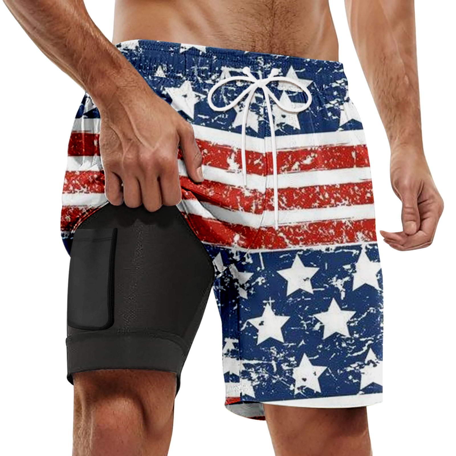 Big and Tall Swim Trunks for Men 11 Inch Stretchy Quick Dry Drawstring ...