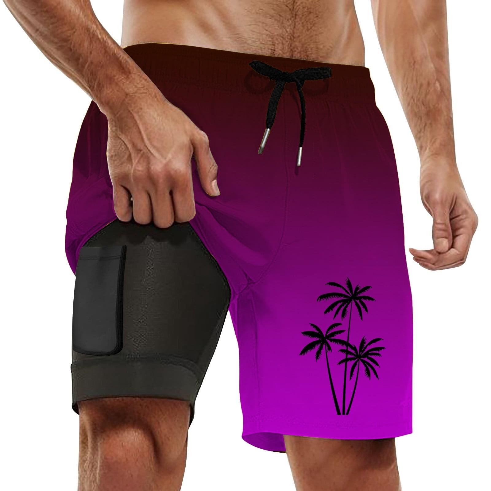 Big and Tall Swim Trunks for Men Compression Liner Stretchy Quick Dry ...