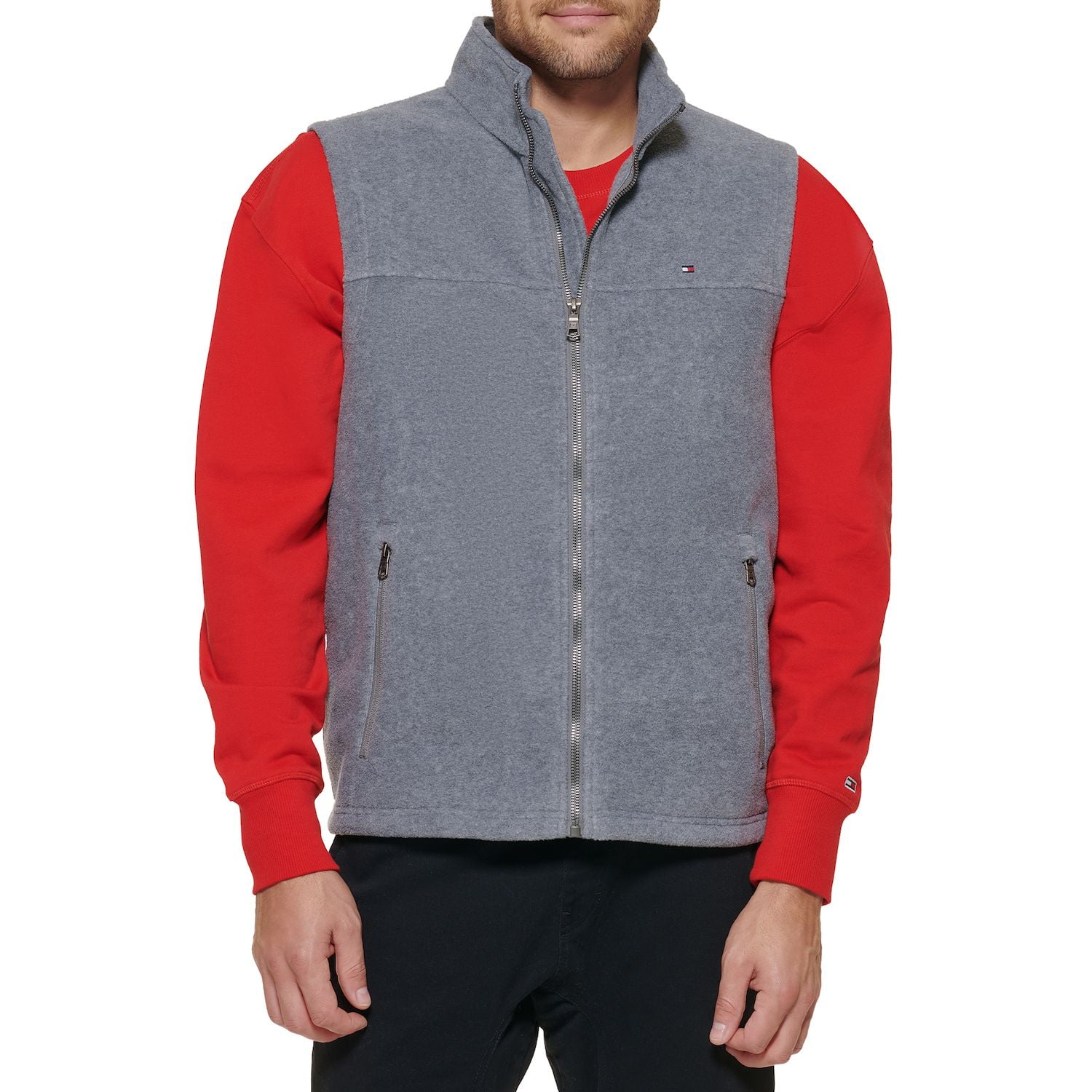 Big & Tall Tommy Hilfiger Fleece Vest with Stand Collar Color: Light ...