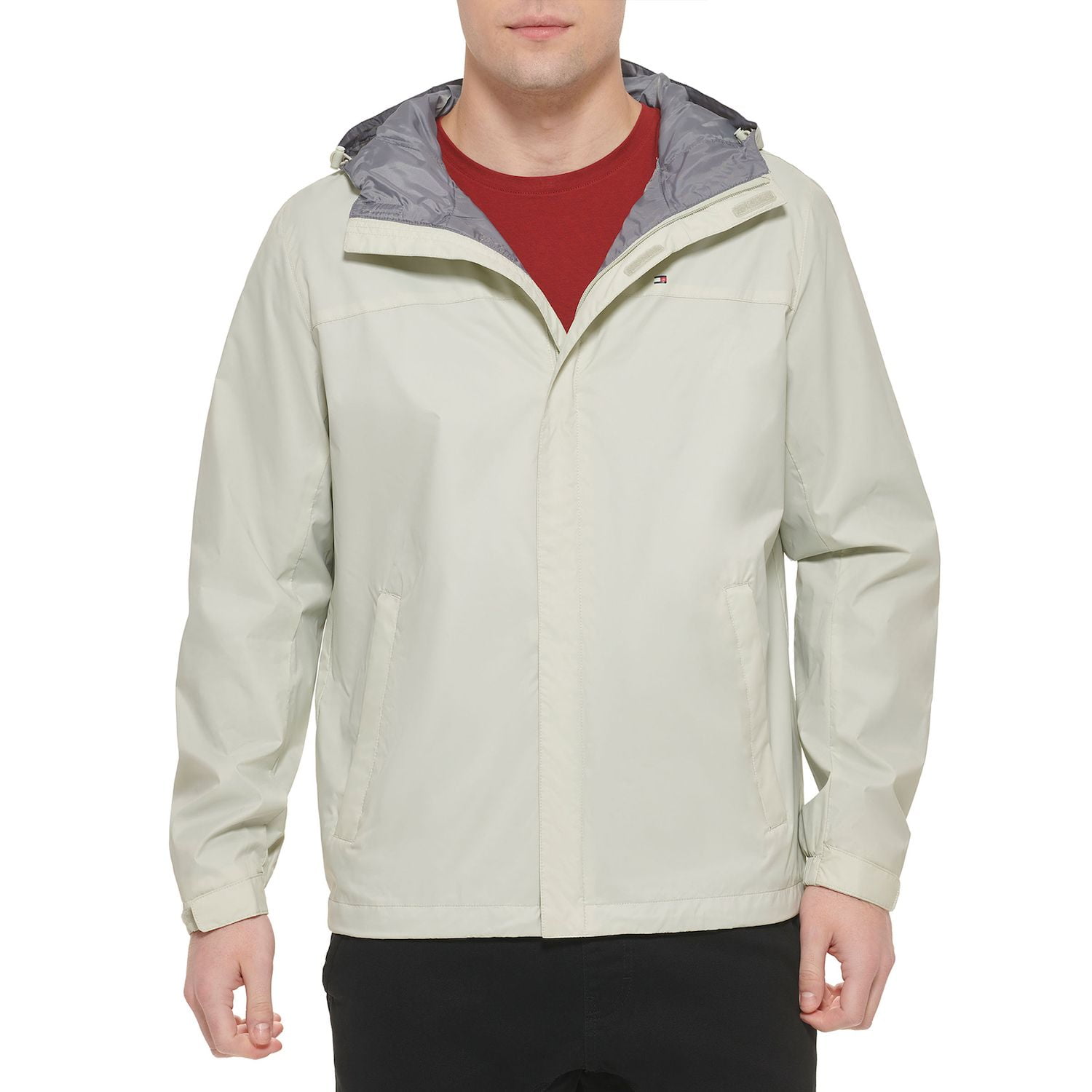 Big & Tall Tommy Hilfiger Hooded Rain Jacket Color: Ice Size: XL TALL ...