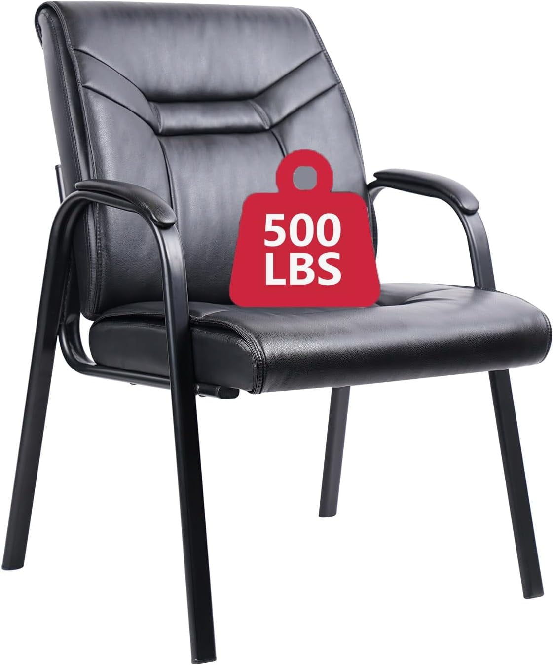 Big Tall Wide Office Guest Chair Heavy Duty 500lbs Leather Comfy Side ...