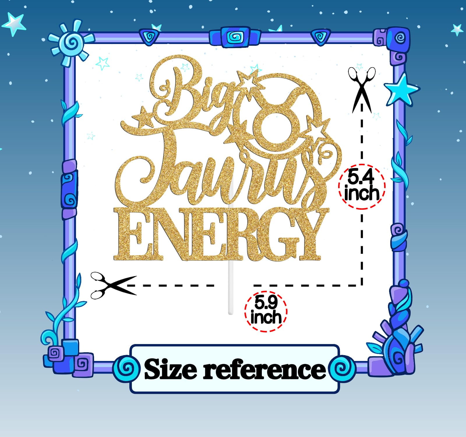 Big Taurus Energy AJH3 Happy Birthday Cake Topper, Taurus Season/Happy Birthday in April/May, 12 ...