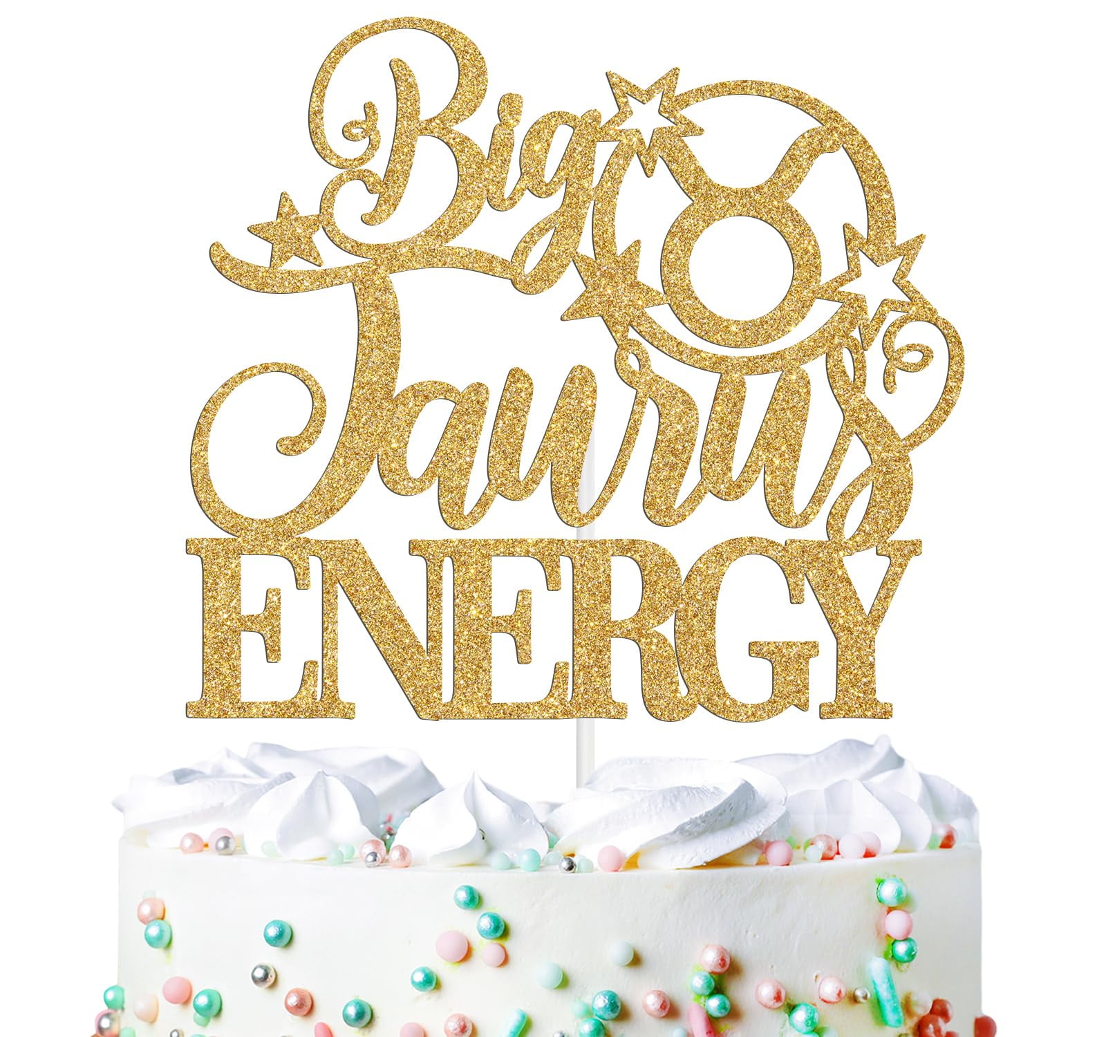 Big Taurus Energy Happy Birthday Cake Topper, H2FSDTaurus Season/Happy Birthday in April/May, 12 ...