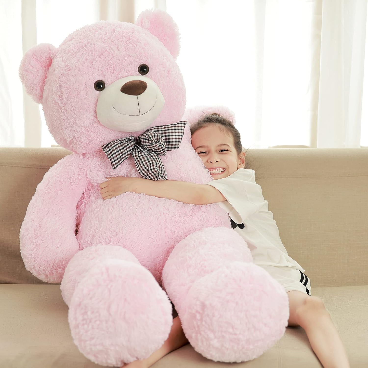 Big Teddy Bear 4Ft Giant Pink Soft Stuffed Animals Cute Plush Toy for Girlfriend Women Kids for ...