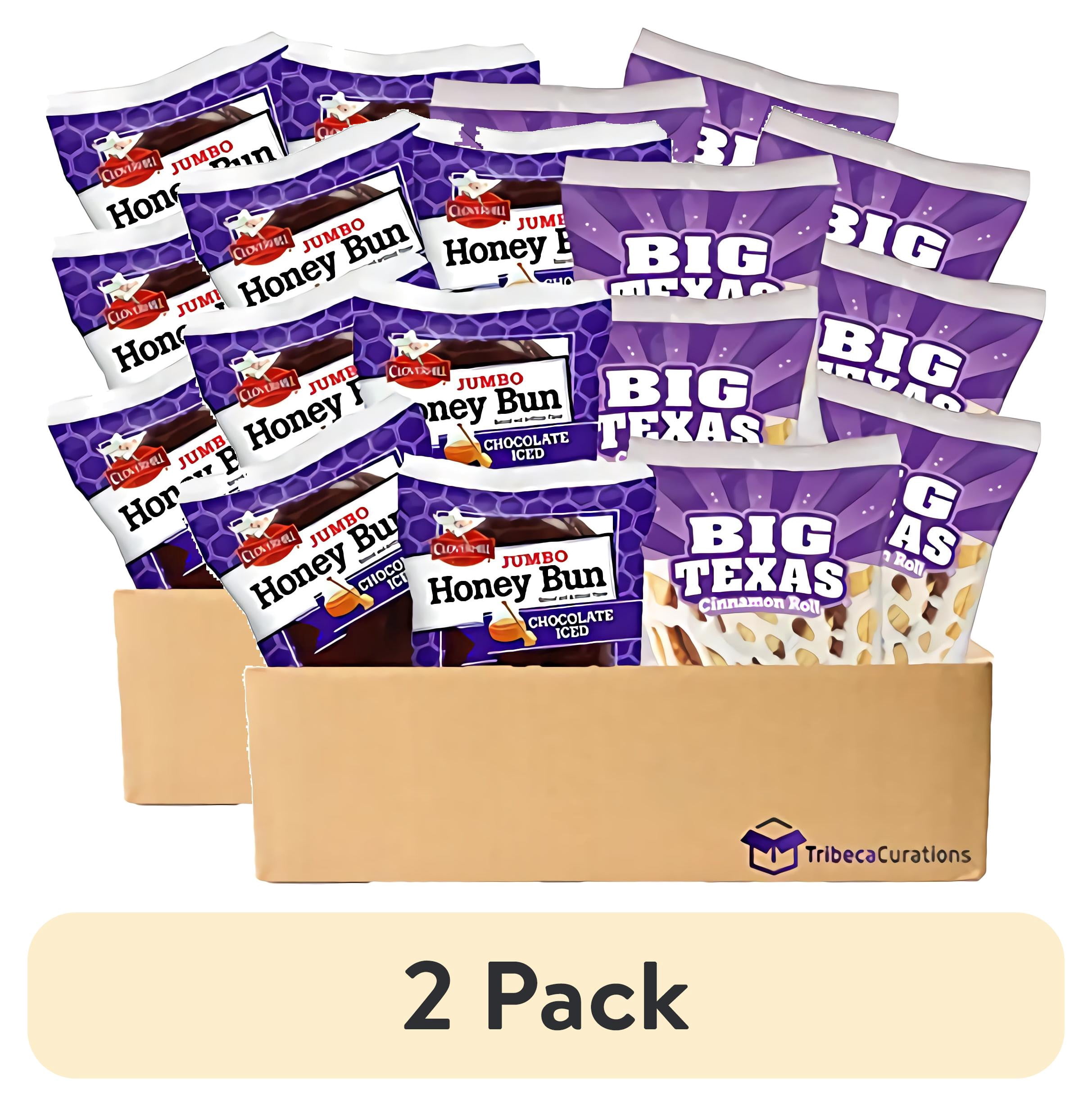 (2 pack) Big Texas Cinnamon Roll & Jumbo Chocolate Iced Honey Bun Combo ...